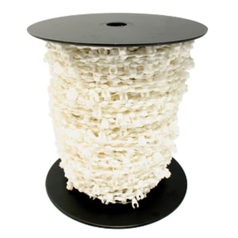 White 127mm (5") Vertical Blind Chain, Full 250 metre roll